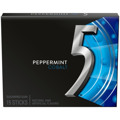 5 Gum Peppermint Cobalt Sugarfree Chewing Gum, 15 Stick Pack | 5 Gum