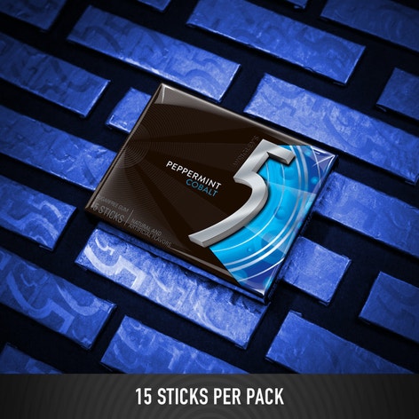5 Gum Peppermint Cobalt Sugarfree Chewing Gum, 15-Stick Pack (Pack of 3 ...