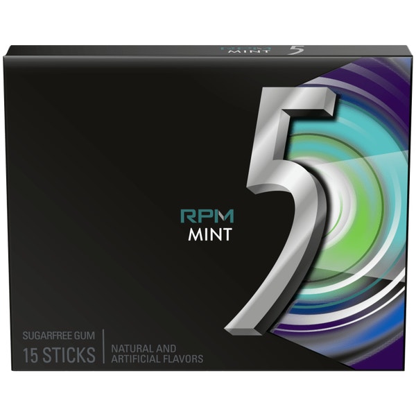 5 Gum RPM Mint Sugarfree Chewing Gum, Single Pack | 5 Gum