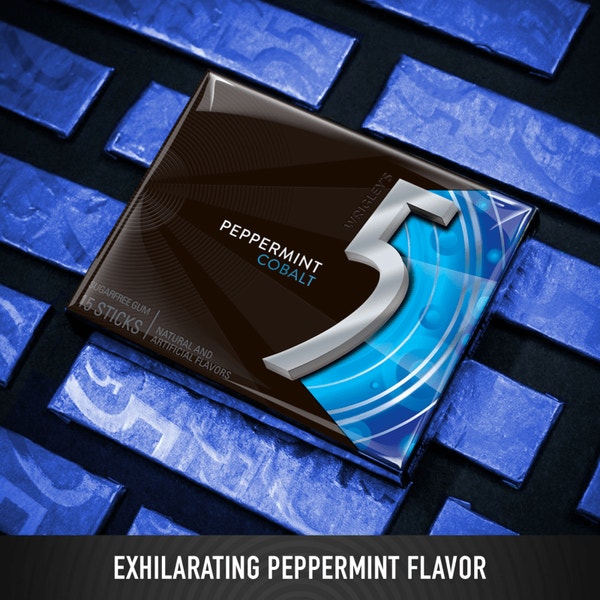 5 Gum Peppermint Cobalt Sugarfree Chewing Gum, 15-Stick Pack (Pack of 6 ...