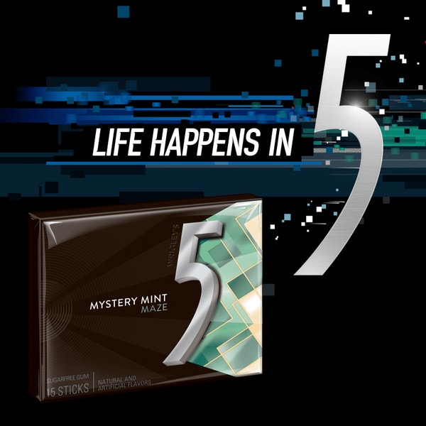 5 Gum Sweet Mint Sugarfree Chewing Gum, Single Pack | 5 Gum