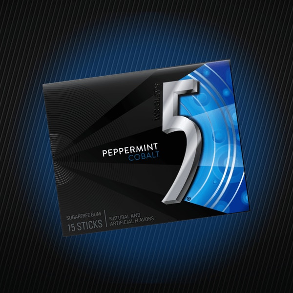 5 Gum Peppermint Cobalt Sugarfree Chewing Gum, 15 Stick Pack | 5 Gum