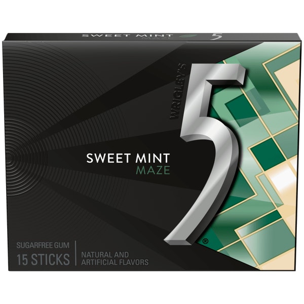 5 Gum Sweet Mint Sugarfree Chewing Gum, Single Pack | 5 Gum