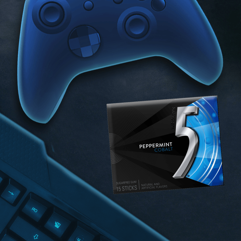 5 Gum Peppermint Cobalt Sugarfree Chewing Gum, 15 Stick Pack | 5 Gum