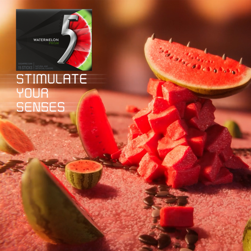 5 Gum Watermelon Prism Sugarfree Chewing Gum, Single Pack | 5 Gum